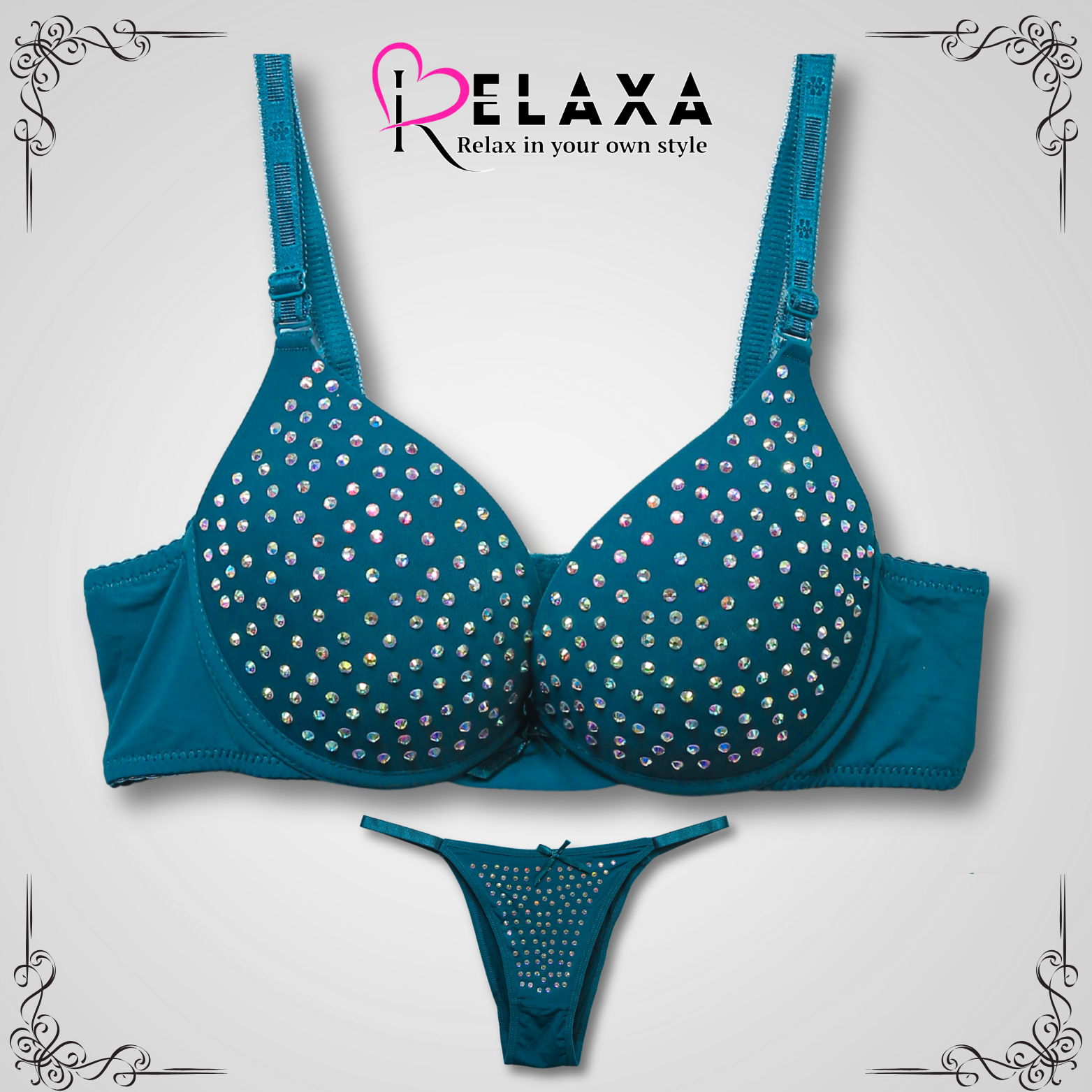 Seamless Stone Beaded Thinpad Bra Set – relaxaonline